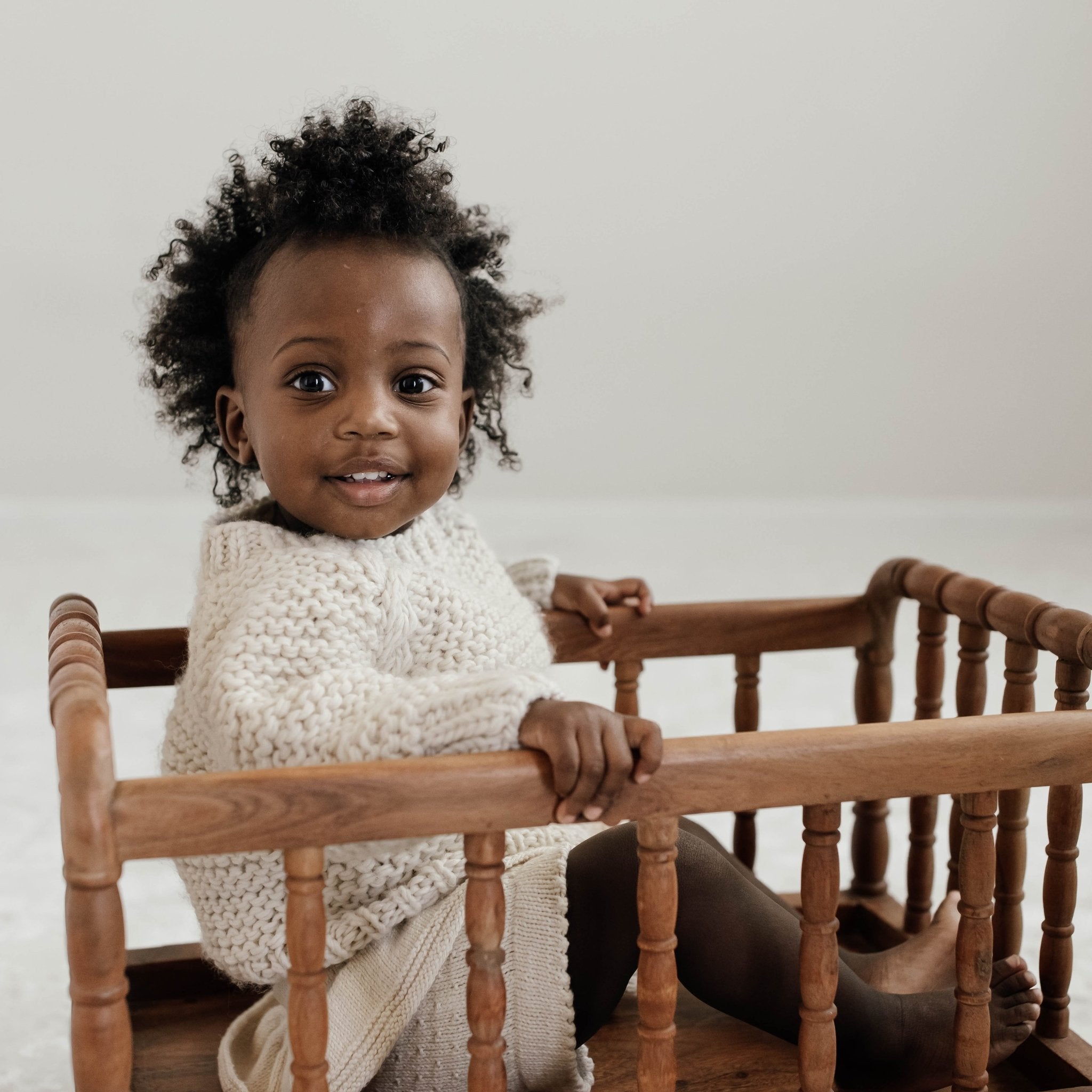 Garter Stitch Crew Neck Sweater Natural - Huggalugs