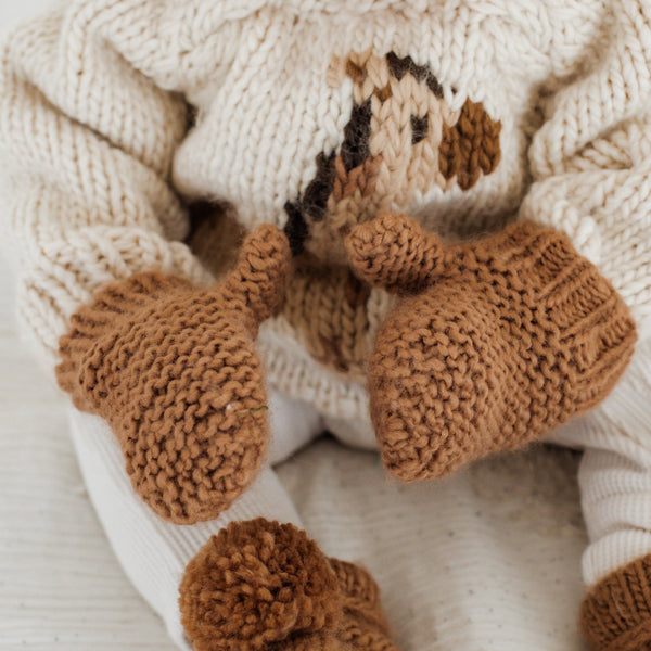 Garter Stitch Mitten Natural for Toddlers & Kids - Huggalugs