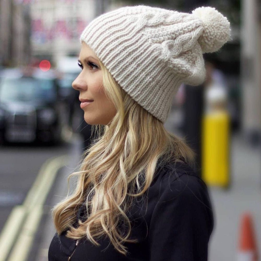 Natural Cable Beanie for Babies thru Adults - Huggalugs